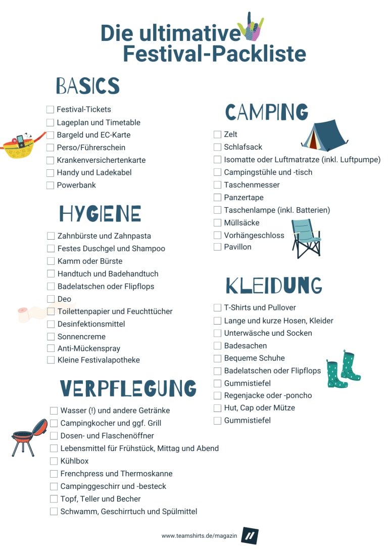 Die ultimative Festival-Packliste | TeamShirts
